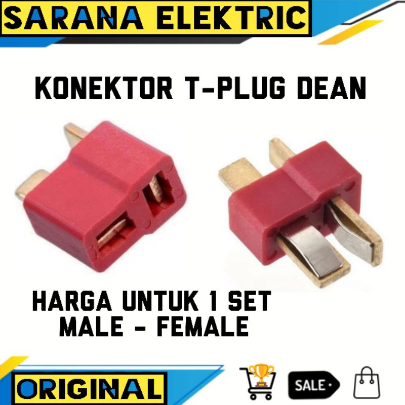 Jual KONEKTOR T PLUG T-PLUG TPLUG DEAN CONNECTOR LIPO BATTERY RC MALE ...