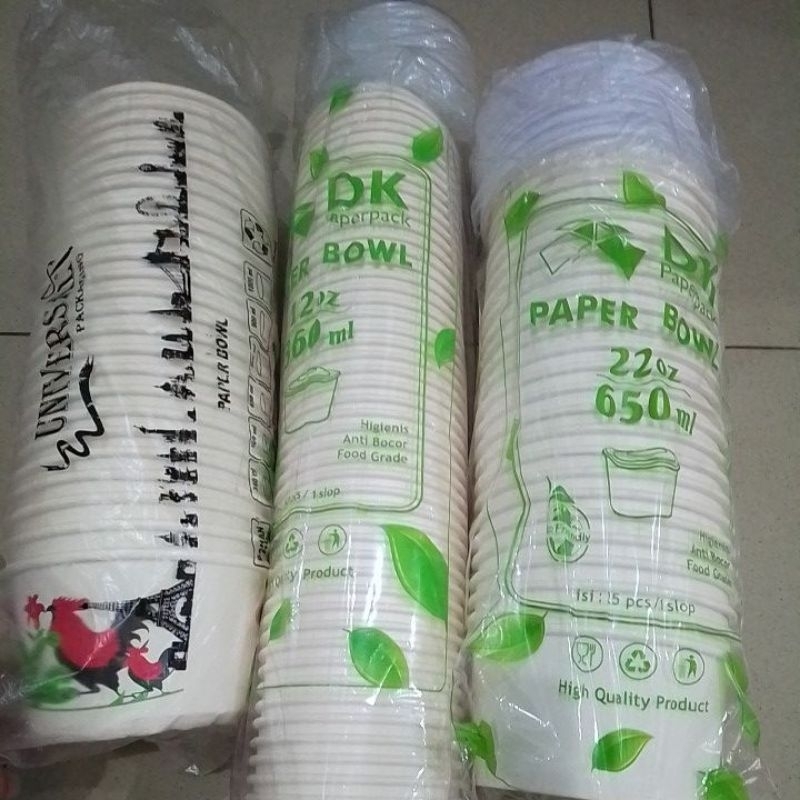 Jual Paper bowl dan mangko bakso ayam include tutup 360ml / 650 ml isi ...