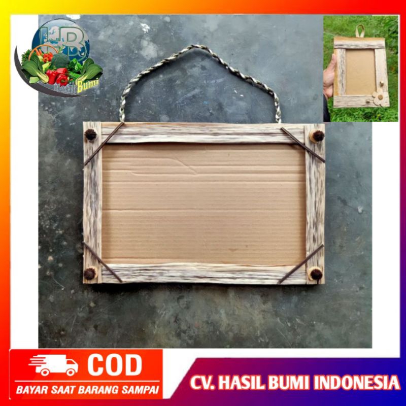 Jual kerajinan bingkai foto pelepah pisang/Costum figura bingkai ...
