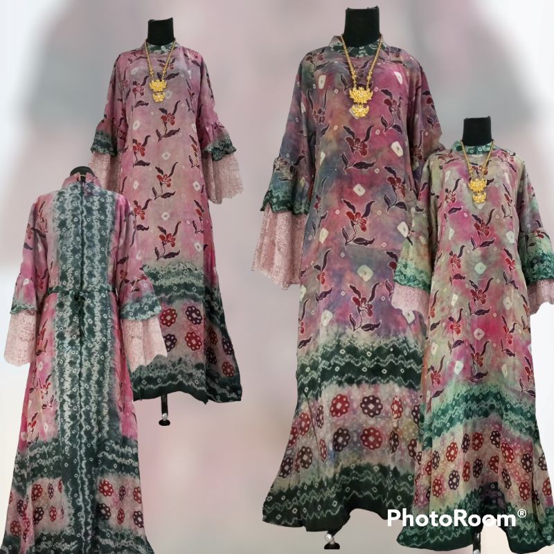 Jual Juju Dress Jumputan Mix Batik Cap lilin dan Batik Tulis | Shopee ...