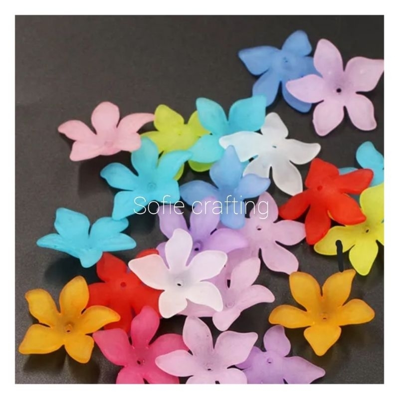 Jual (8 biji) MANIK AKRILIK FROSTED BUNGA BAWANG 30 mm | Shopee Indonesia