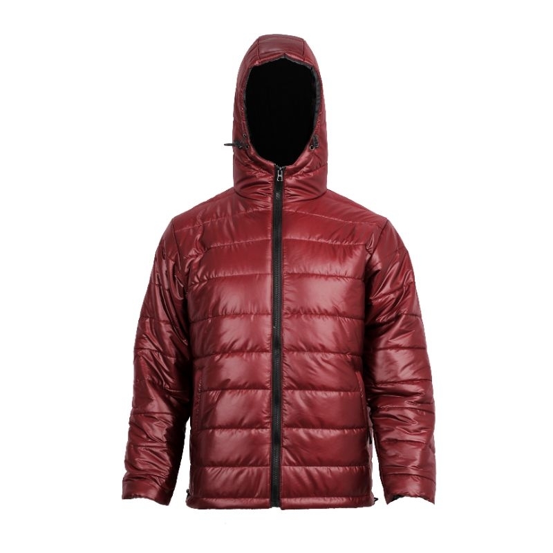 Jual Outwear Jacket - Puffercoat Burgundy | Shopee Indonesia