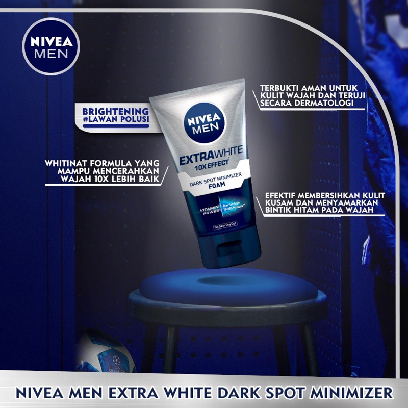 Jual Nivea Men Extra Bright 10x Effect Dark Spot Minimizer Foam 100 ml / 100ml | Shopee Indonesia