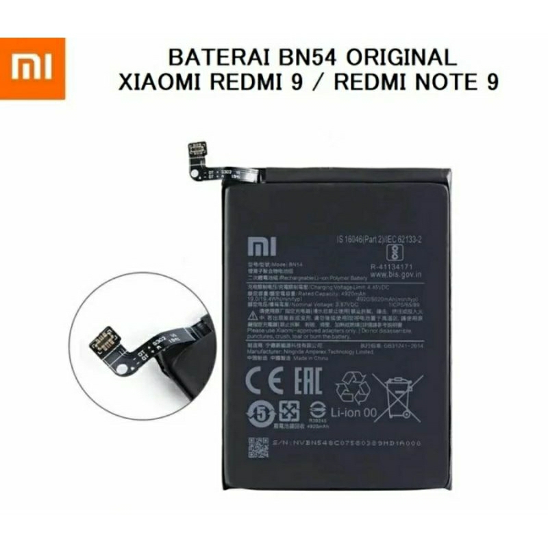 Jual ORIGINAL 100% BATRE BATERAI XIAOMI REDMI 9 / REDMI NOTE 9 BN54 ...