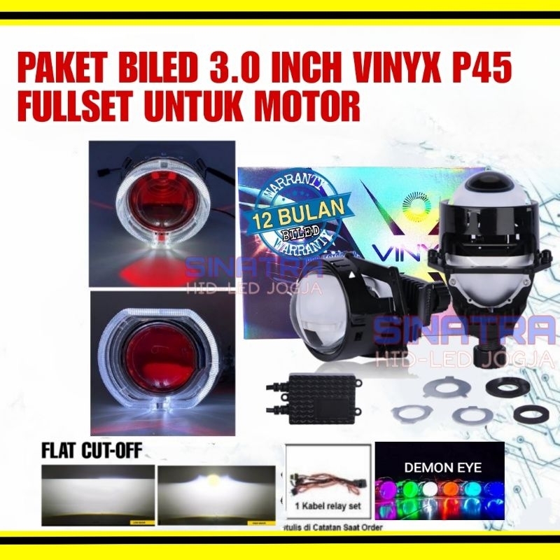Jual Paket Komplit Biled Motor Vinyx P45 50W Lengkap Shroud Relay Set ...