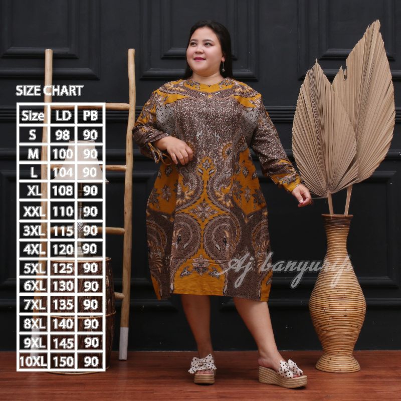 Jual (Aj Banyurip) COD Tunik Batik Murah Jumbo Manuk Kembar Kuning Size S-10XL LD 98cm-150cm ...