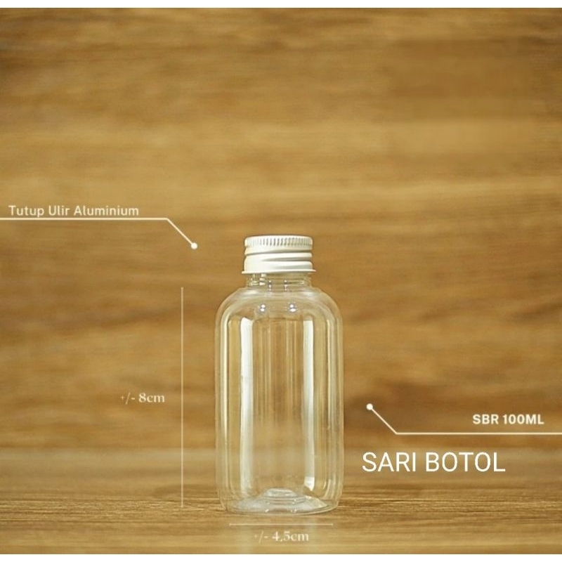 Jual BOTOL PLASTIK SBR 100ML CLEAR ULIR ALMUNIUM SILVER PET BENING 100 ...