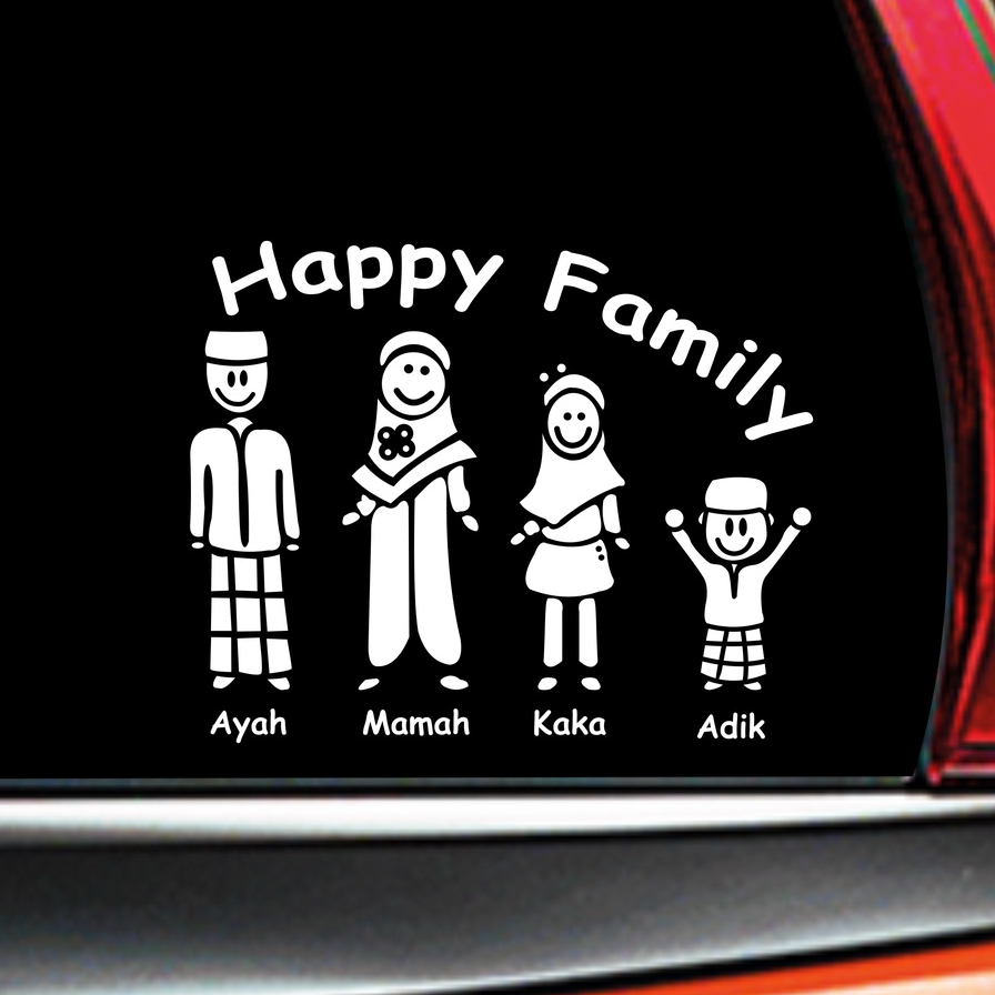Jual Stiker Kaca Mobil Happy Family Muslim Cutting Sticker | Shopee ...