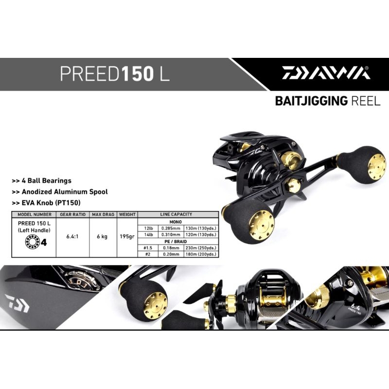 Jual Reel Baitcasting DAIWA PREED 150L | Bait jigging | Handle Kiri ...