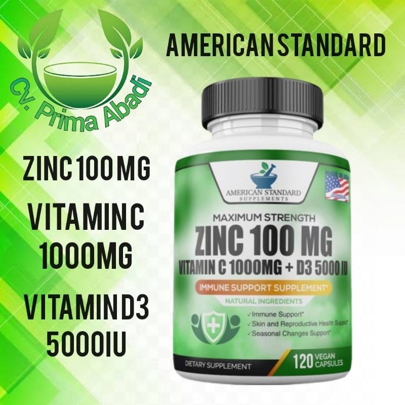 Jual Vitamin Zinc 100mg + Vitamin C 1000mg + D3 5000iu Asli Original ( Cv. Prima Abadi ...