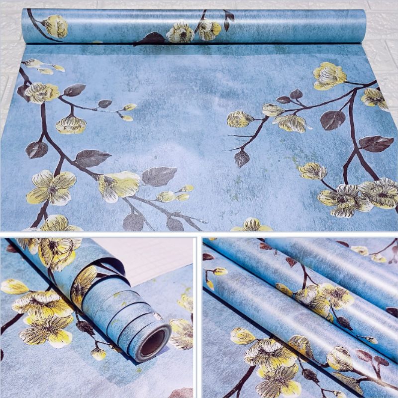 Jual Wallpaper Dinding Sticker Dinding Putih Gading Ranting Daun Sakura ...