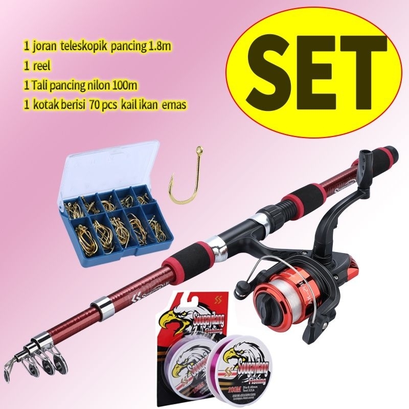Jual Pancing Murah satu set lengkap senar kail umpan joran dan reel | Shopee Indonesia