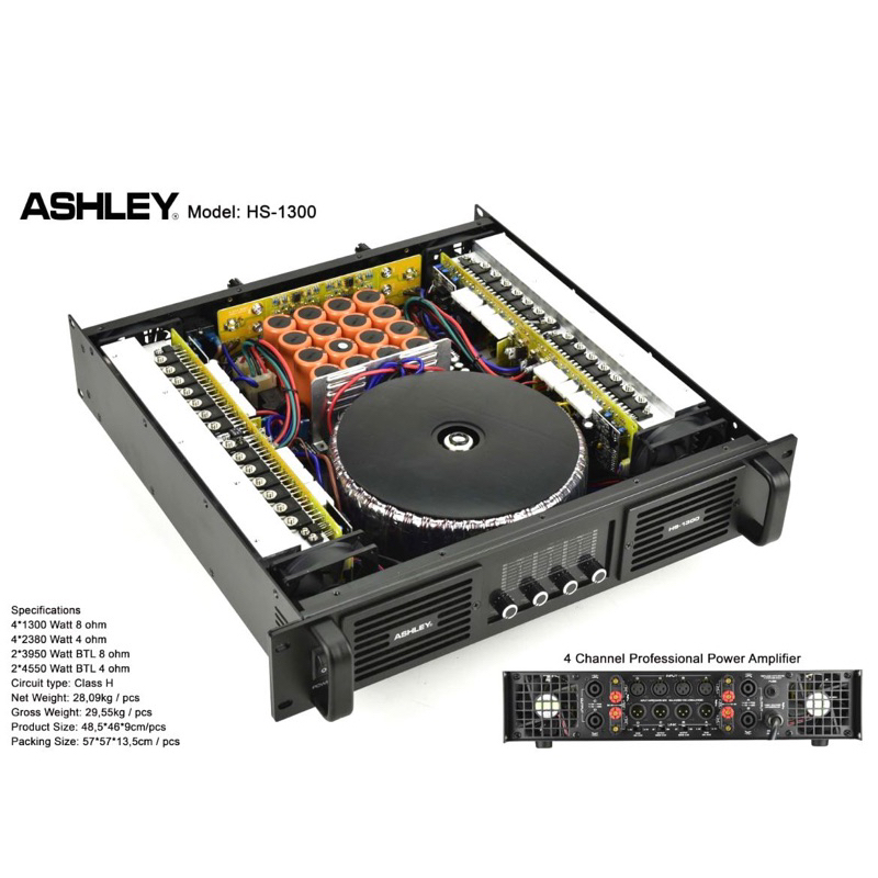 Jual Power Ashley HS 1300 Original Amplifier 4 Channel Class H | Shopee ...