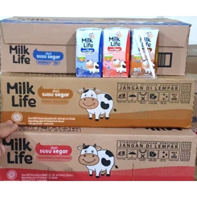 Jual Susu Milk Life UHt 115 ml dus coklat strawberry full cream ...