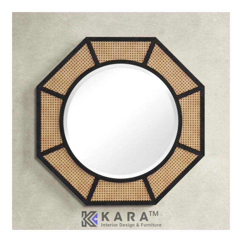 Jual Cermin Hexagonal Frame Anyaman Rotan / Cermin Dinding / Cermin ...