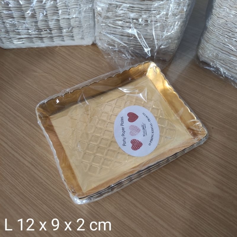 Jual Piring Kertas Emas Pesta (1 Pack isi 10) Kue Roti Cake Jajan Tebal ...