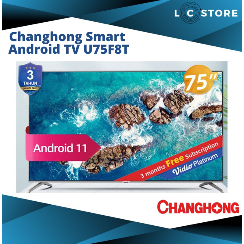Jual Changhong 75 Inch 4K UHD Newest Android 11 Frameless Smart LED TV-Google Assistant-UHD-Wifi ...