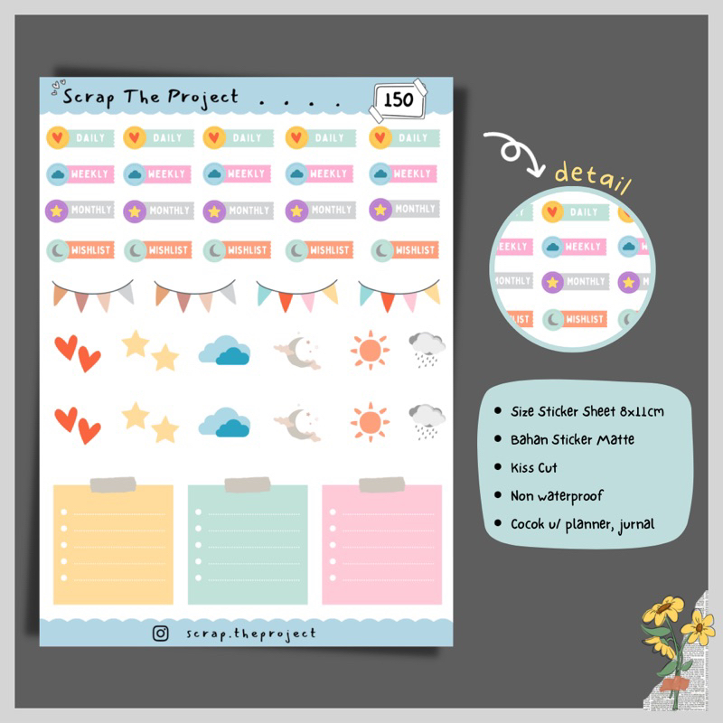 Jual STICKER PLANNER JOURNAL / STICKER DAILY WEEKLY PLANNER / STP - 150 ...