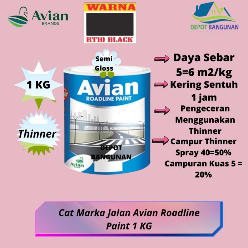 Jual CAT JALAN ROADLINE PAINT AVIAN SOLVENT BASED 1 KG | Shopee Indonesia