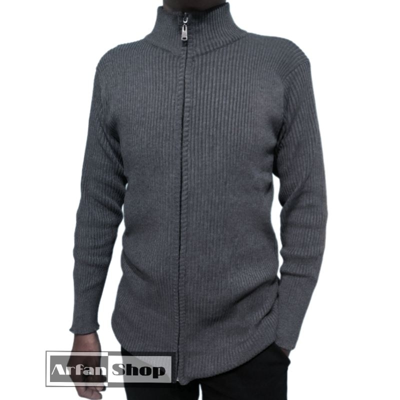 Jual Sweater Zipper/Jaket Rajut Turtleneck Pria Tebal | Shopee Indonesia