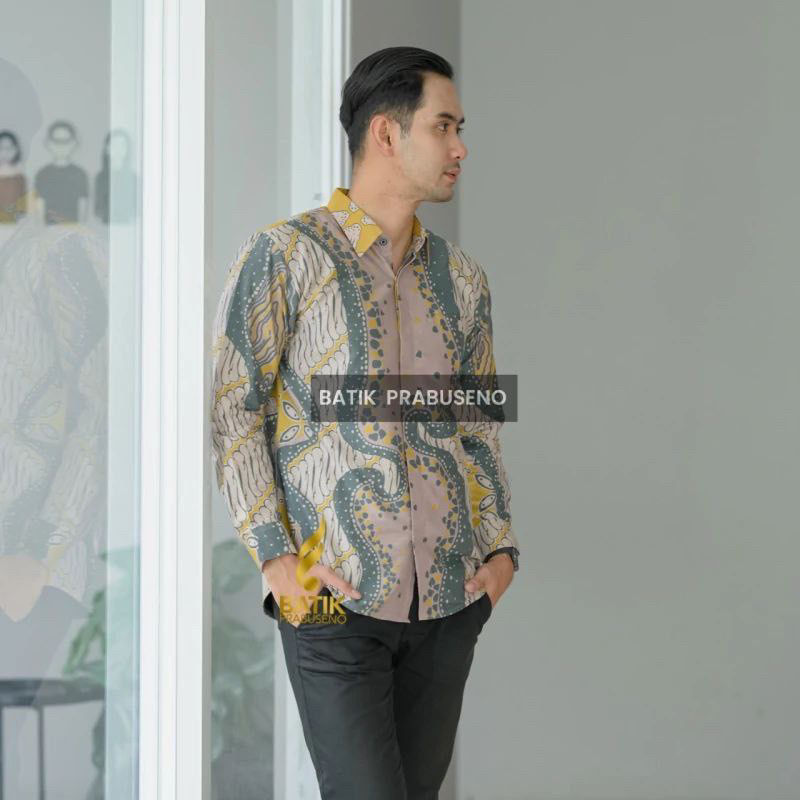 Jual MOTIF CIPTO HIJAU PANJANG BATIK SLIMFIT Kemeja Batik Asli Solo ...