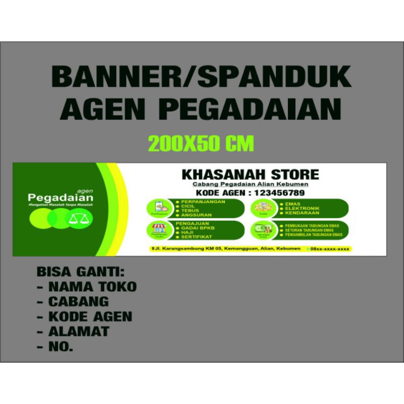 Jual Spanduk/Banner Agen Pegadaian 200x50 cm | Shopee Indonesia