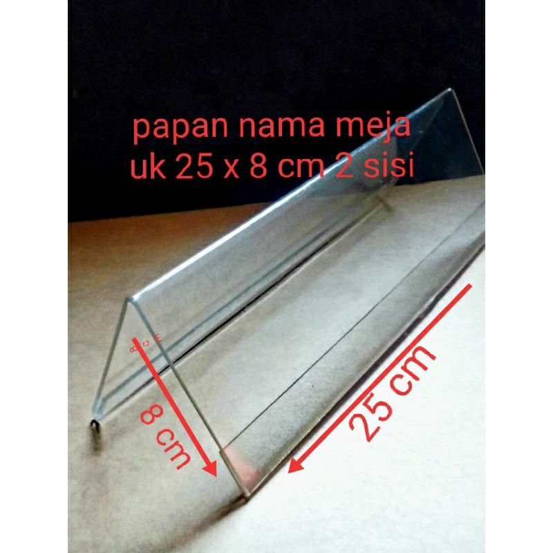 Jual papan nama meja akrilik uk 8 x 25 cm dua sisi tebal 2 mm | Shopee ...
