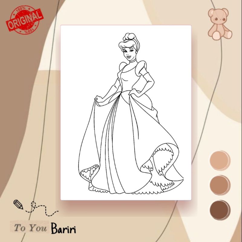 Jual Gambar Sketsa Mewarnai | PRINCESS | Sketsa lukis | Sketsa Sablon ...