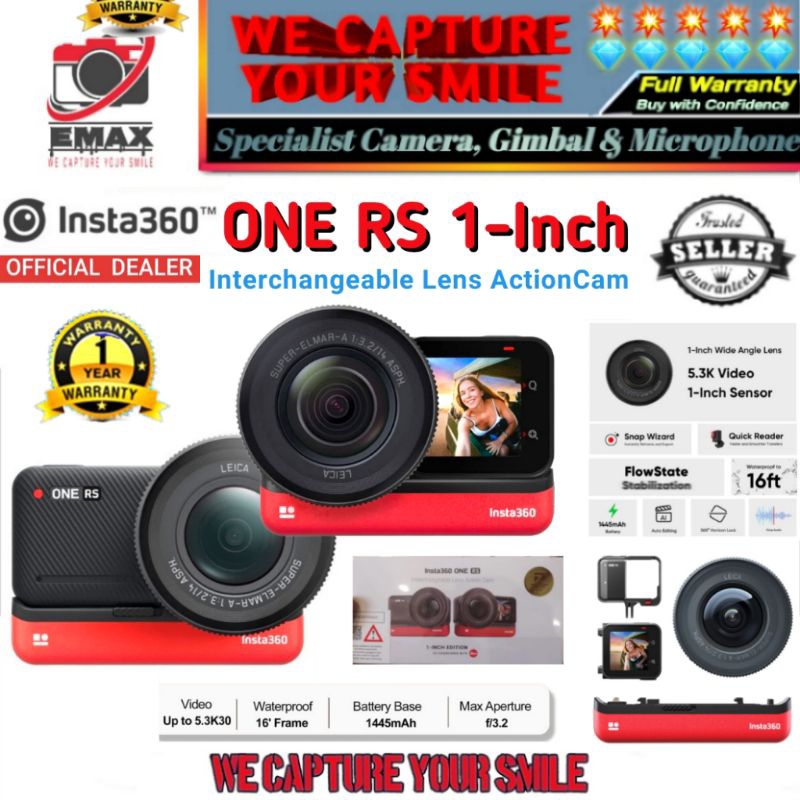 Jual Insta360 ONE RS 1" 1 Inch Edition LEICA Lensa Action Camera Insta ...