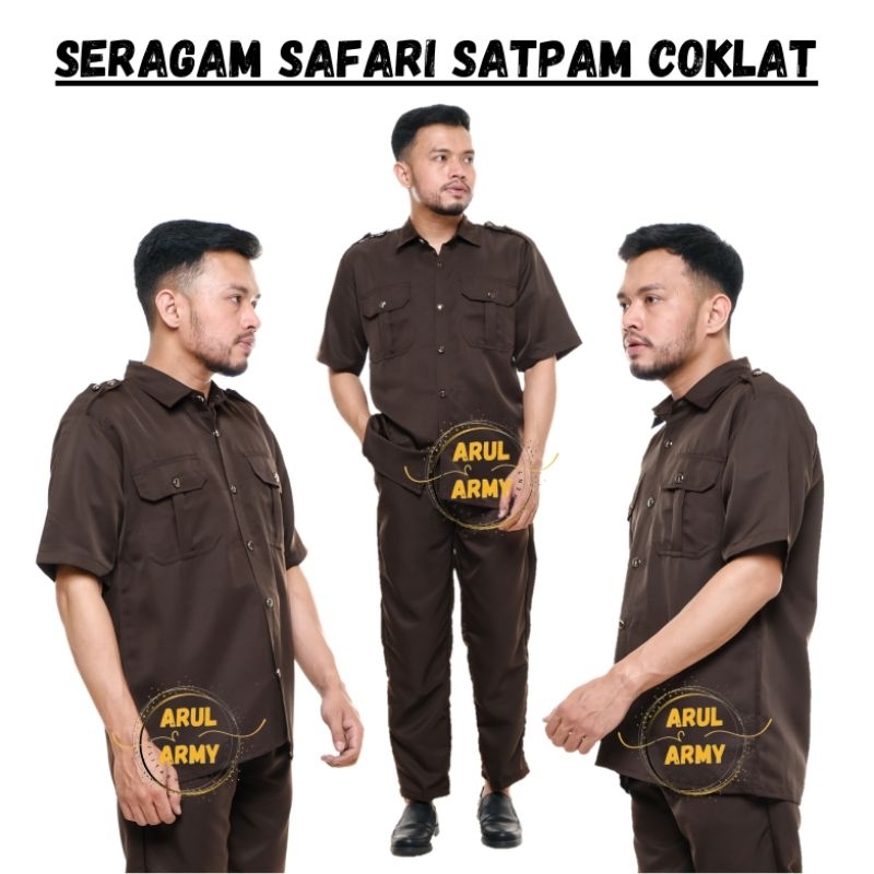 Jual baju seragam setelan safari security satpam coklat supir driver ...