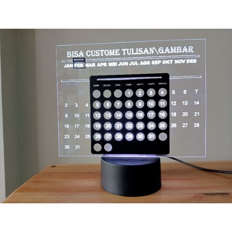 Jual Kalender abadi akrilik dengan lampu led | Shopee Indonesia