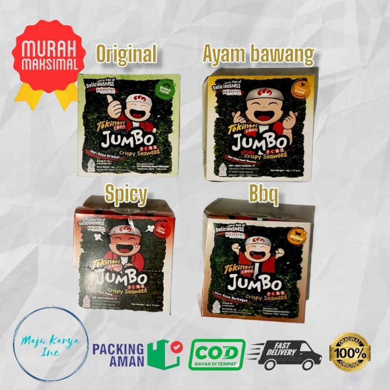 Jual Tokinori Jumbo Crispy Seaweed box isi 12 Bks @ 4 GRAM Roasted ...