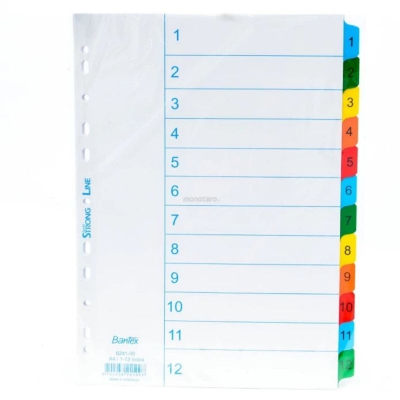 Jual Divider File Pembatas Ordner Binder, Index Angka 1-12 Ukuran A4 ...