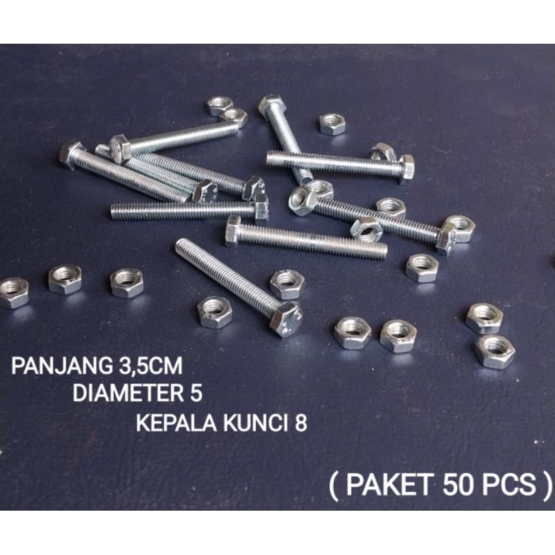 Jual MUR BAUT M5X35MM/3,5cm(50pcs)kunci 8 | Shopee Indonesia