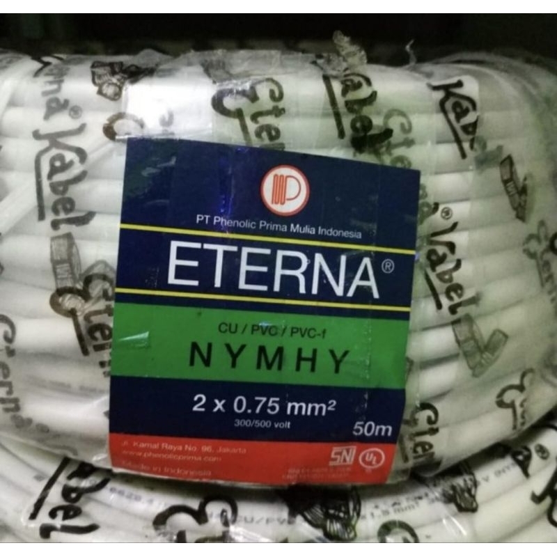 Jual Kabel Listrik NYMHYO 2X0,75 Serabut Tembaga Asli Eterna 50 Meter SNI LMK | Shopee Indonesia