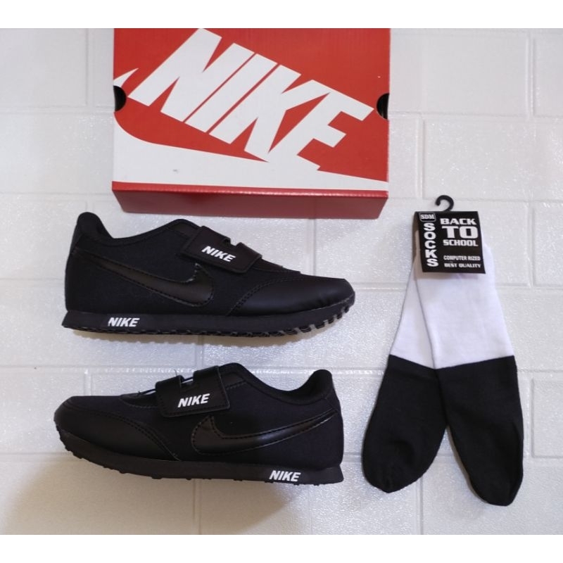 Jual Sepatu anak sekolah Tk/Sd NIKE full hitam model prepet/ felcro/26/ ...