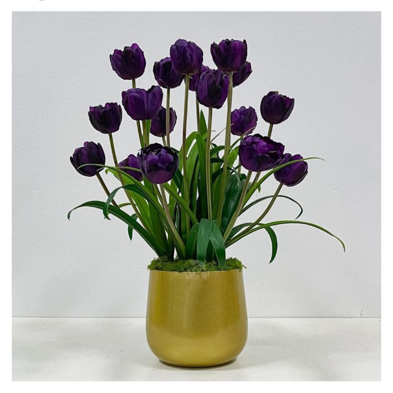 Jual Tulip Pot Tembaga Sultan / Bunga Tulip 6 Tangkai Pot Tembaga Gold ...