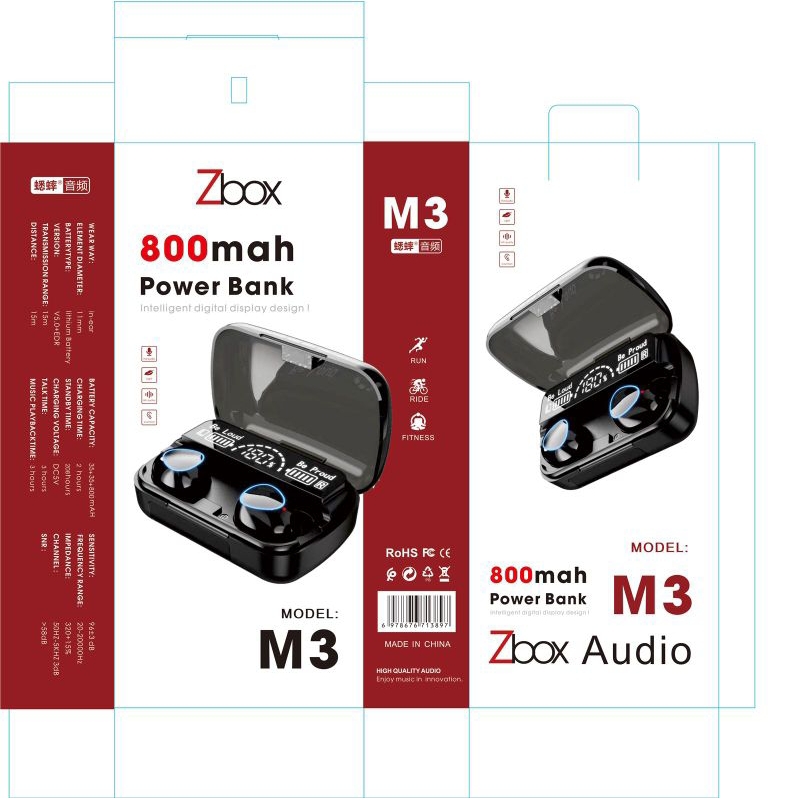 Jual Headset Bluetooth Zbox M3/M13/M30 TWS (Bisa Jadi Powerbank 800mAH ...