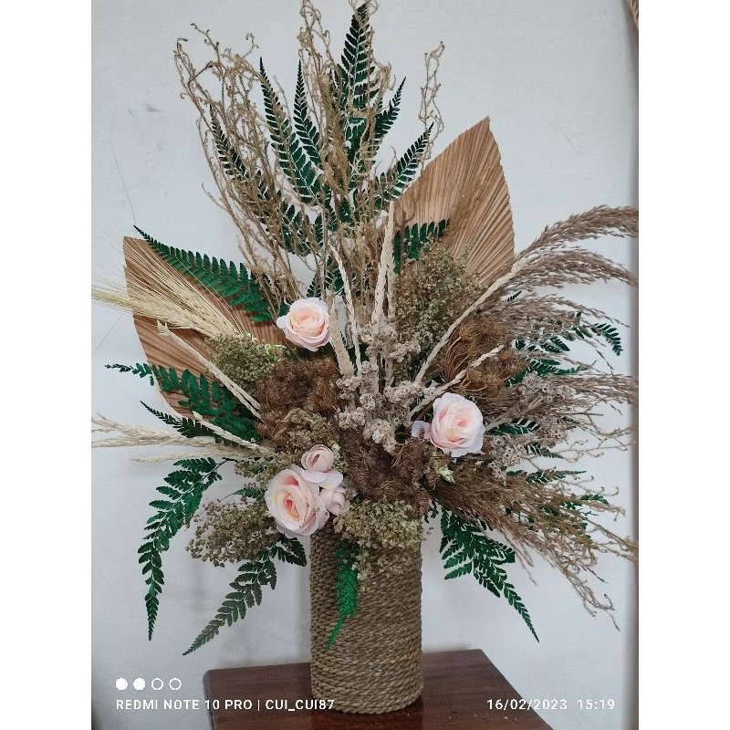 Jual Paket vas & bunga rustic aesthetic dan buket vas mini | Shopee ...