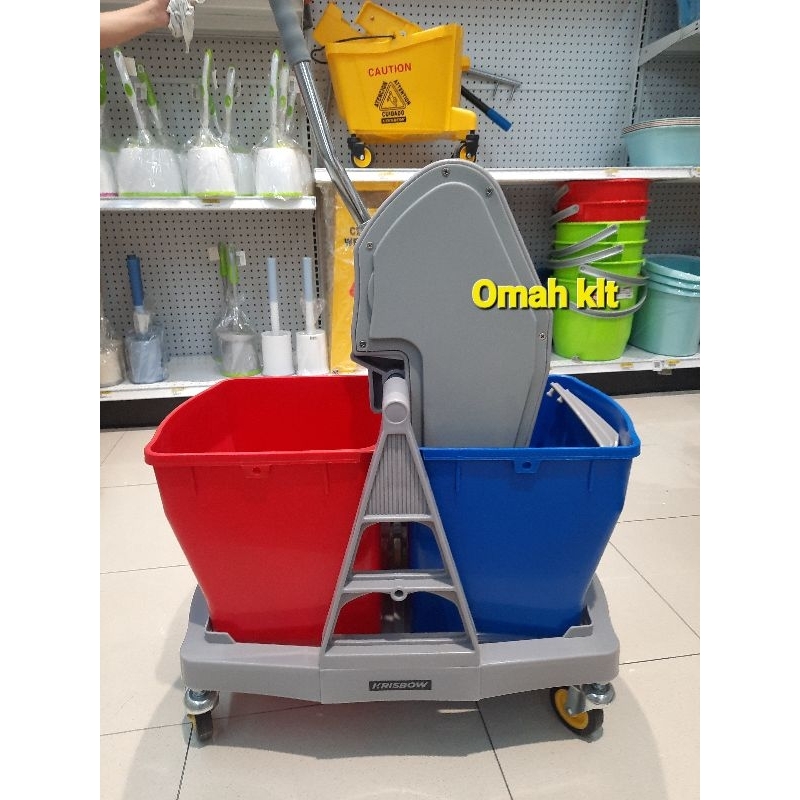 Jual krisbow ember pel peras dorong bucket wringer 34L troli pel dorong ...
