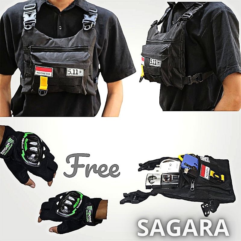 Jual SAGARA Tas Dada Pria bonus sarung tangan Chestbag Army tactical ...