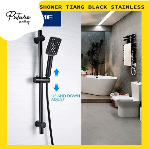 Jual Shower Set Tiang Paket Kran Black / Shower Mandi Hitam Minimalis ...