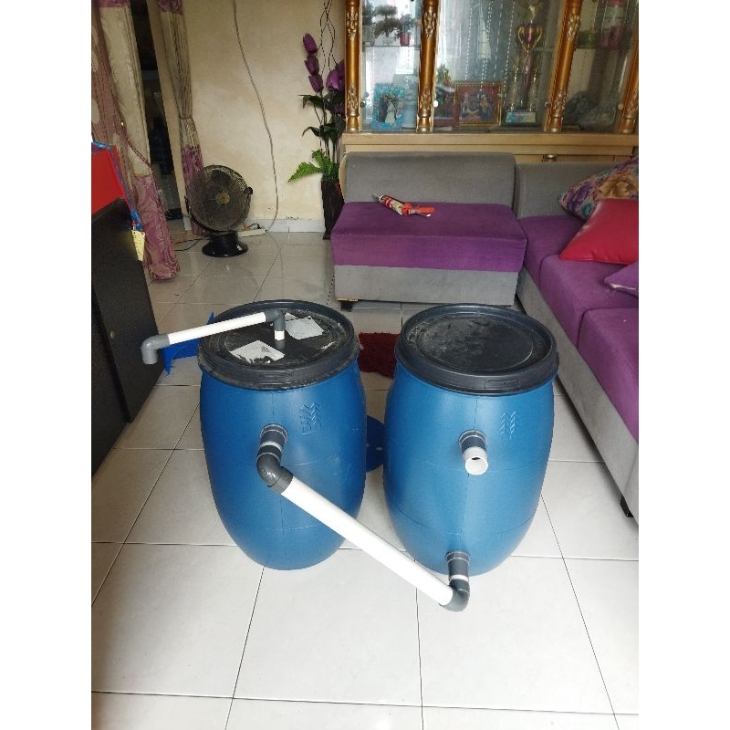 Jual ember bio filter kolam ikan koi 2 Chamber, 2 tong uk 60L | Shopee ...