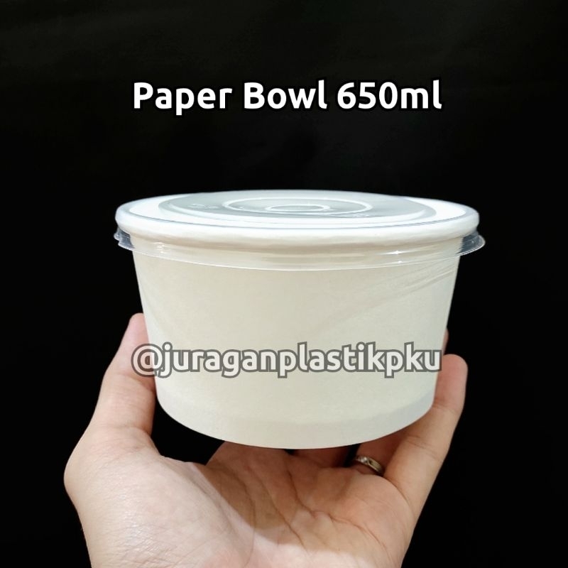 Jual Paper Bowl 650ml + Lid PUTIH | Mangkok Kertas Tahan Microwave 650 ...