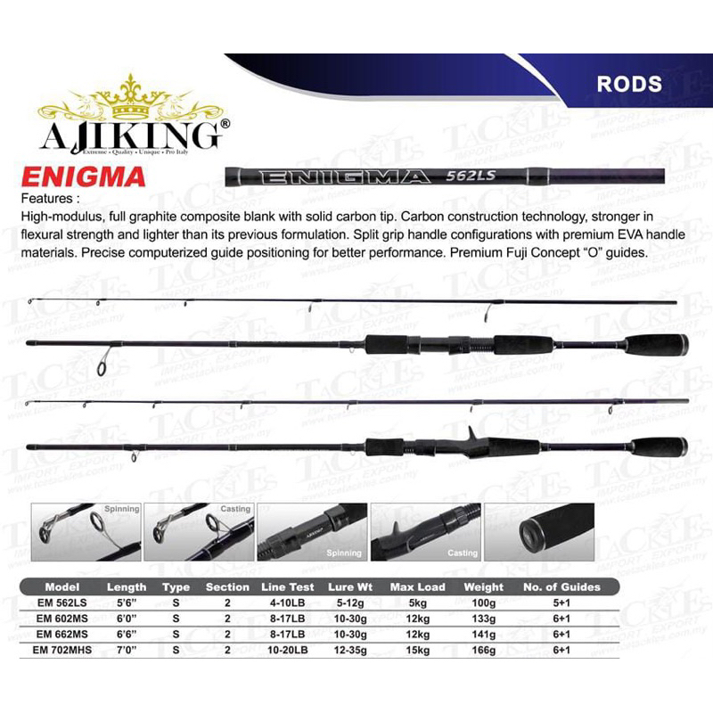 Jual Rod Ajiking Enigma spinning/Joran casting/Shore cast/ | Shopee ...
