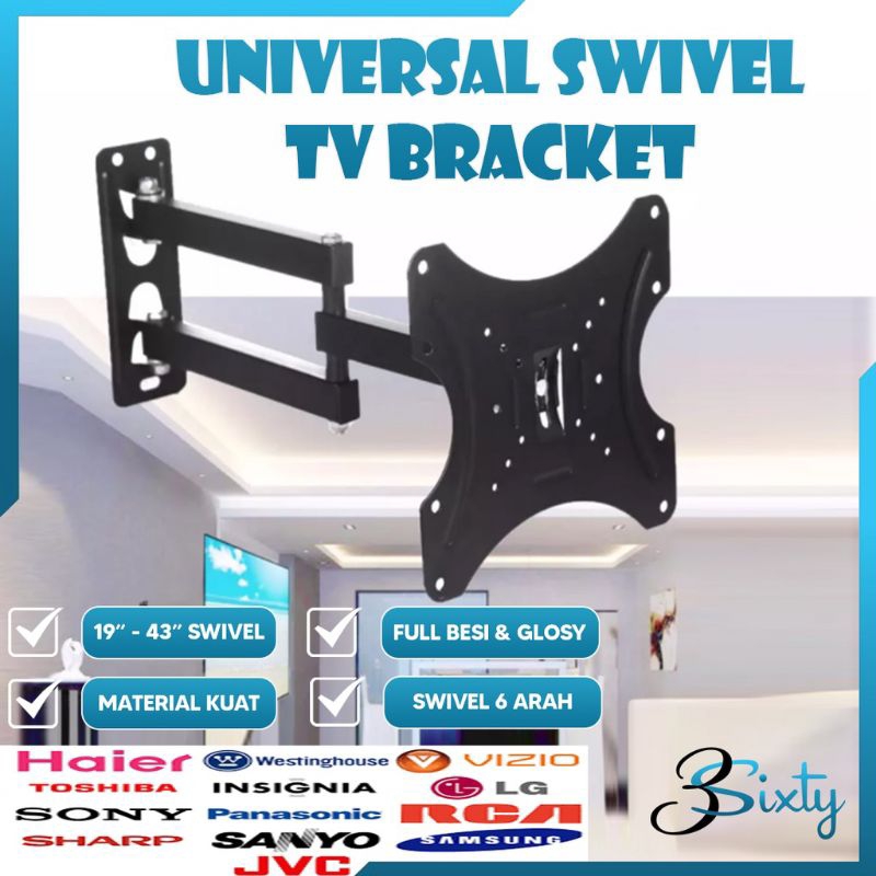 Jual Bracket tv led Braket tv lcd 15 sampai 42" kanan kiri atas bawah maju mundur | Shopee Indonesia
