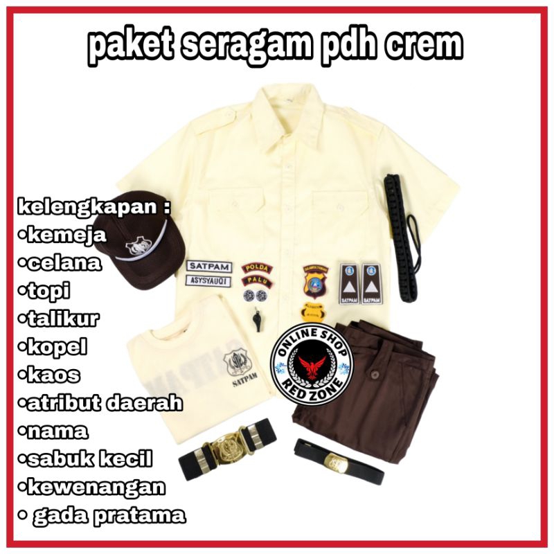 Jual Baju Seragam PDH Security Satpam Model Terbaru Coklat Krem Cream / Pakaian Pria / Setelan ...