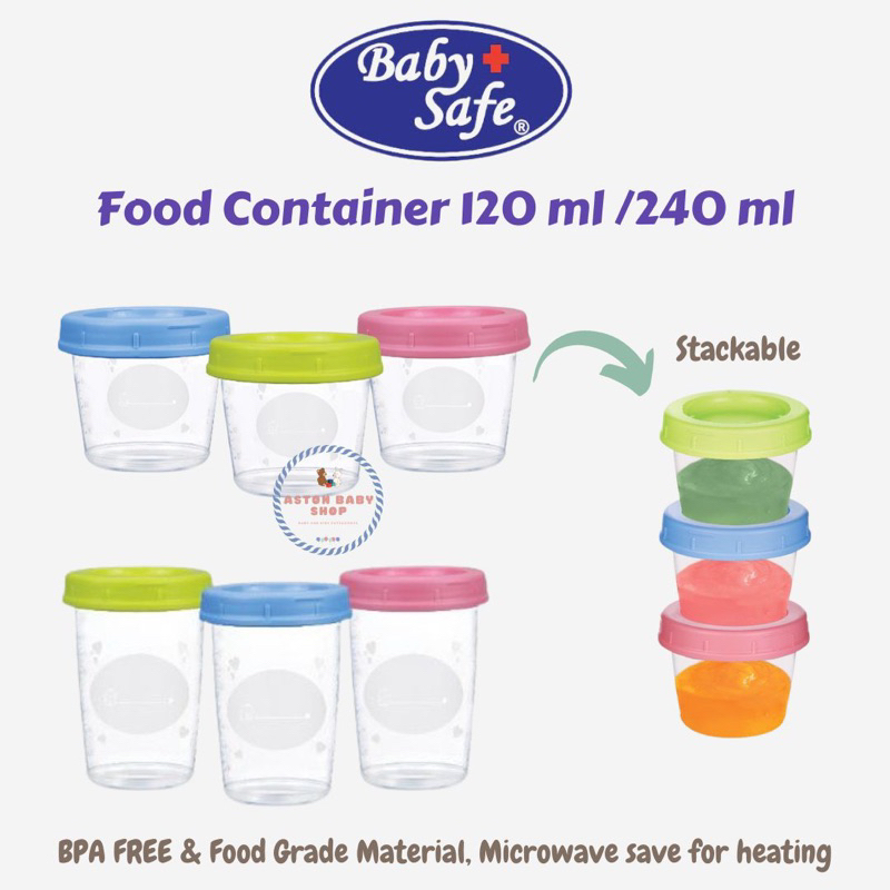 Jual Baby Safe Food Container 120 ml 240 ml x 3 FC005 FC04A Kotak Mpasi ...