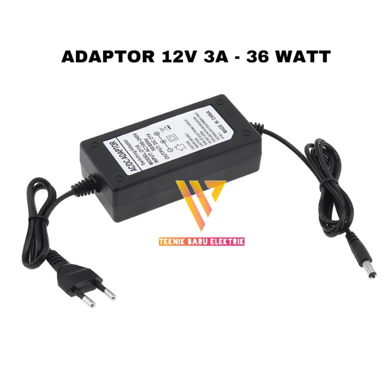 Jual ADAPTOR AC DC 12V 3 AMPERE 5.5 MM 3A UNTUK LAMPU LED STRIP TV ...