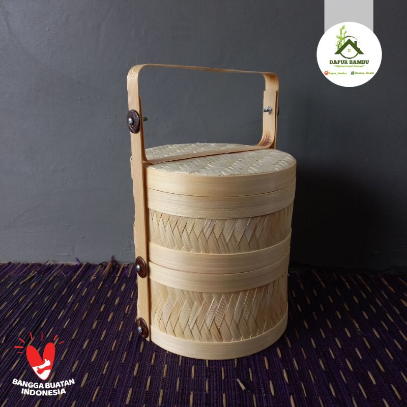 Jual Rantang Bambu Bulat/Tenong Bambu Diameter 20 Susun 2/Hampers Bambu ...
